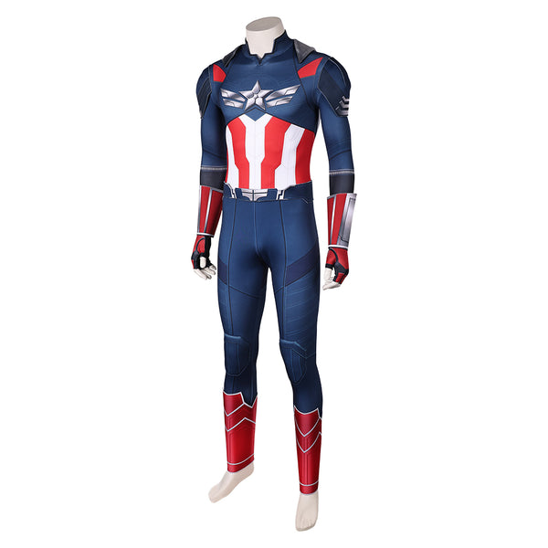 Captain Classic Blue Combat Suit Cosplay Costume Halloween Carnival Su ...