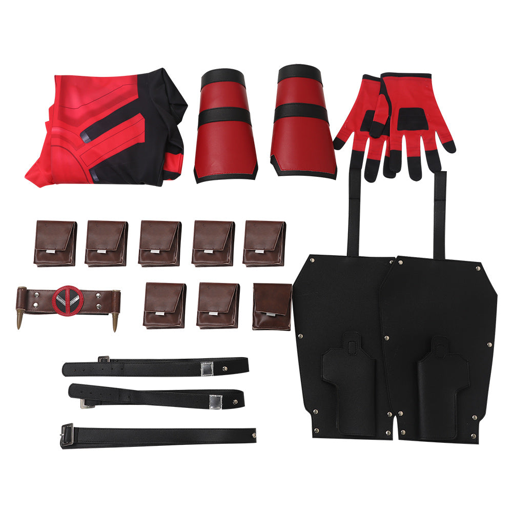 Deadpool 3 Wade Wilson Red Printed Combat Jumpsuit Cosplay Costume Out ...