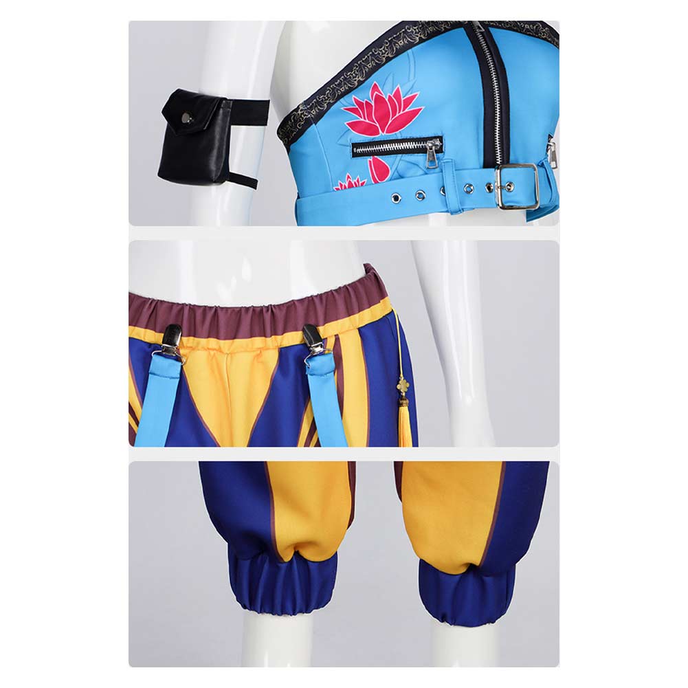 Kpop Demon Hunters Costume Kids Zoey Cosplay Blue Suit For Children Fe ...