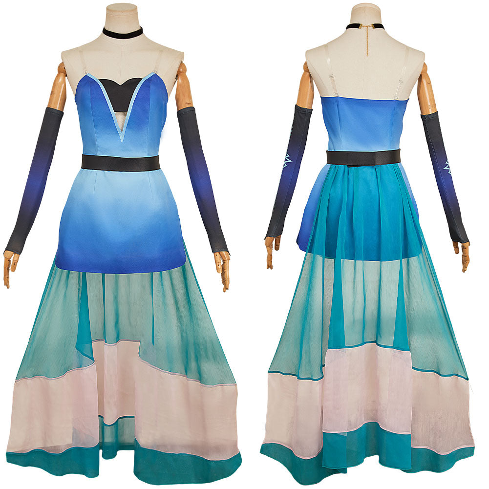 Hazbin Hotel Angel Dust Woman Blue Cosplay Costume Halloween Carnival ...