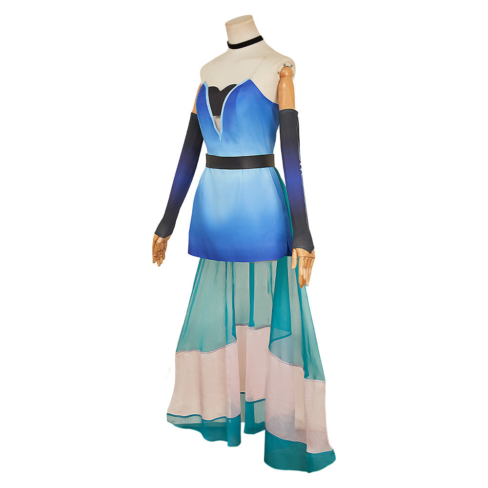 Hazbin Hotel Angel Dust Woman Blue Cosplay Costume Halloween Carnival ...