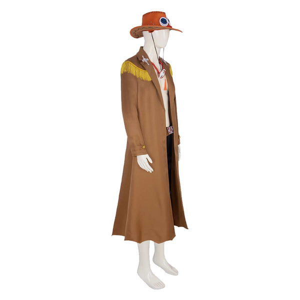 One Piece Portgas D. Ace Anime Character Brown Coat Cosplay Costume Ou ...