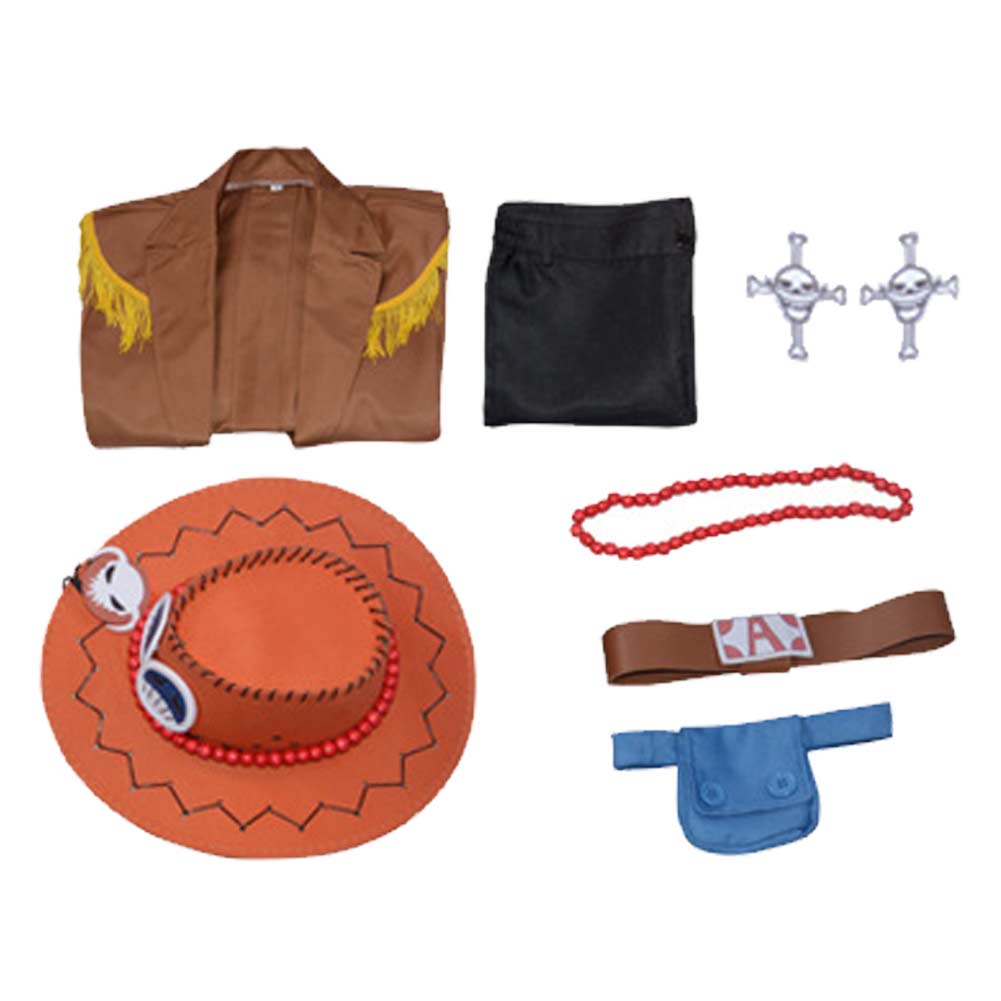 One Piece Portgas D. Ace Anime Character Brown Coat Cosplay Costume Ou ...