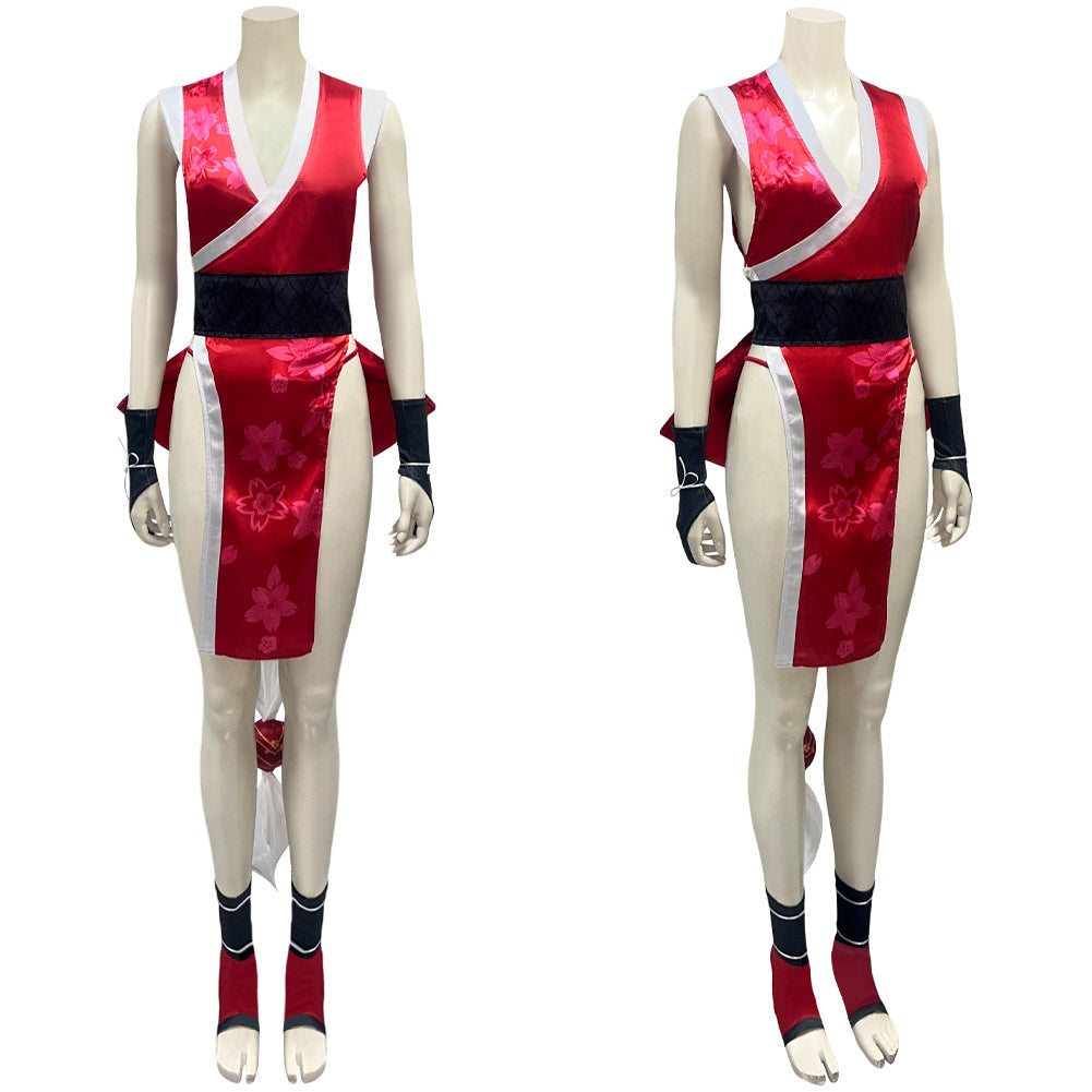 Street Fighter Costume Mai Shiranui Cosplay Red Battle Suit For Adult ...