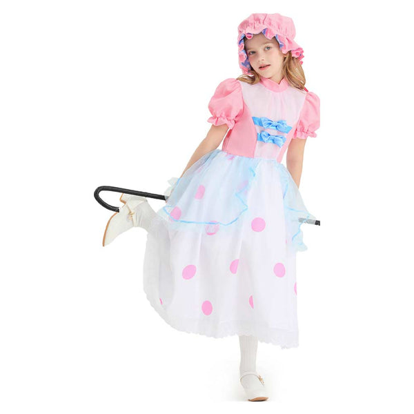 Toy Story Bo Peep Kids Children Girls Pink Polka Dot Dress Cosplay Cos ...