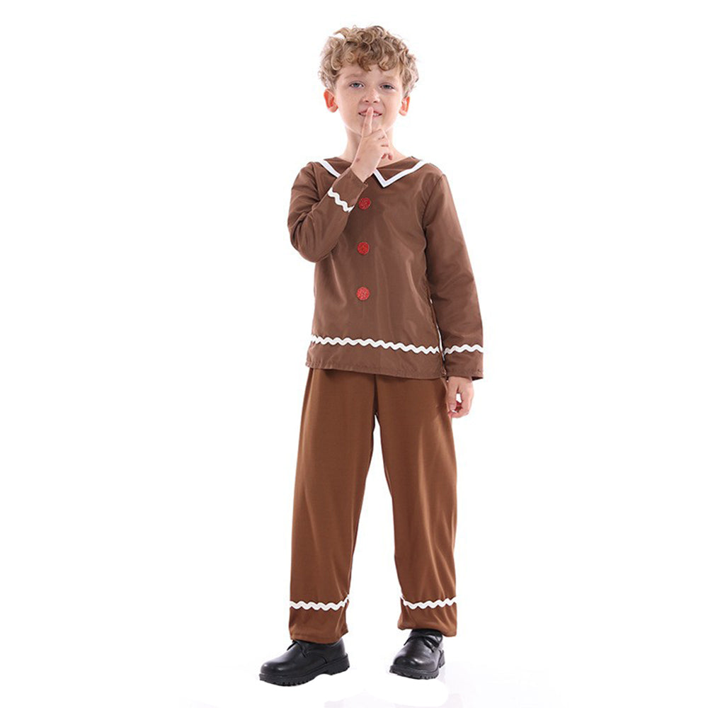 Kids Boys Gingerbread man Cosplay Costume Uniform Outfits Halloween Ca ...