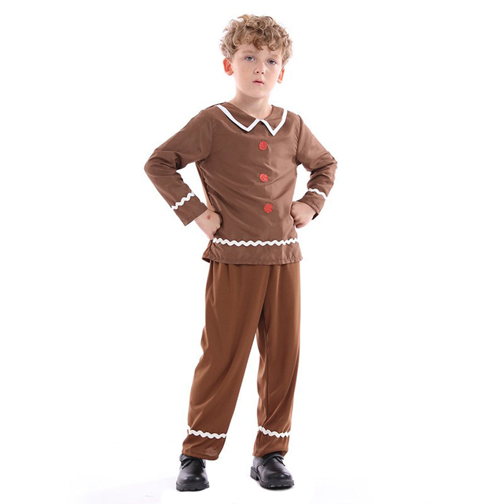 Kids Boys Gingerbread man Cosplay Costume Uniform Outfits Halloween Ca ...