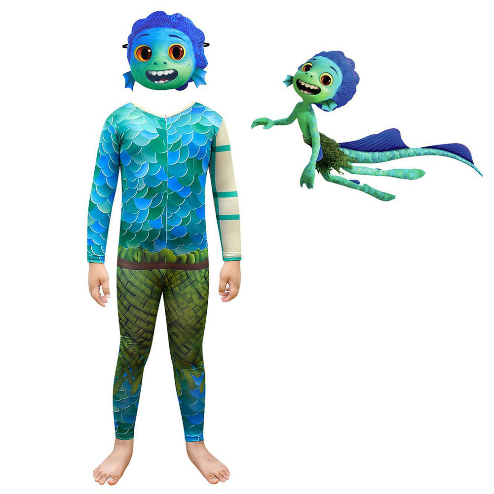 Luca Cosplay Costume Jumpsuit Mask Outfits KidsHalloween Carnival Suit ...