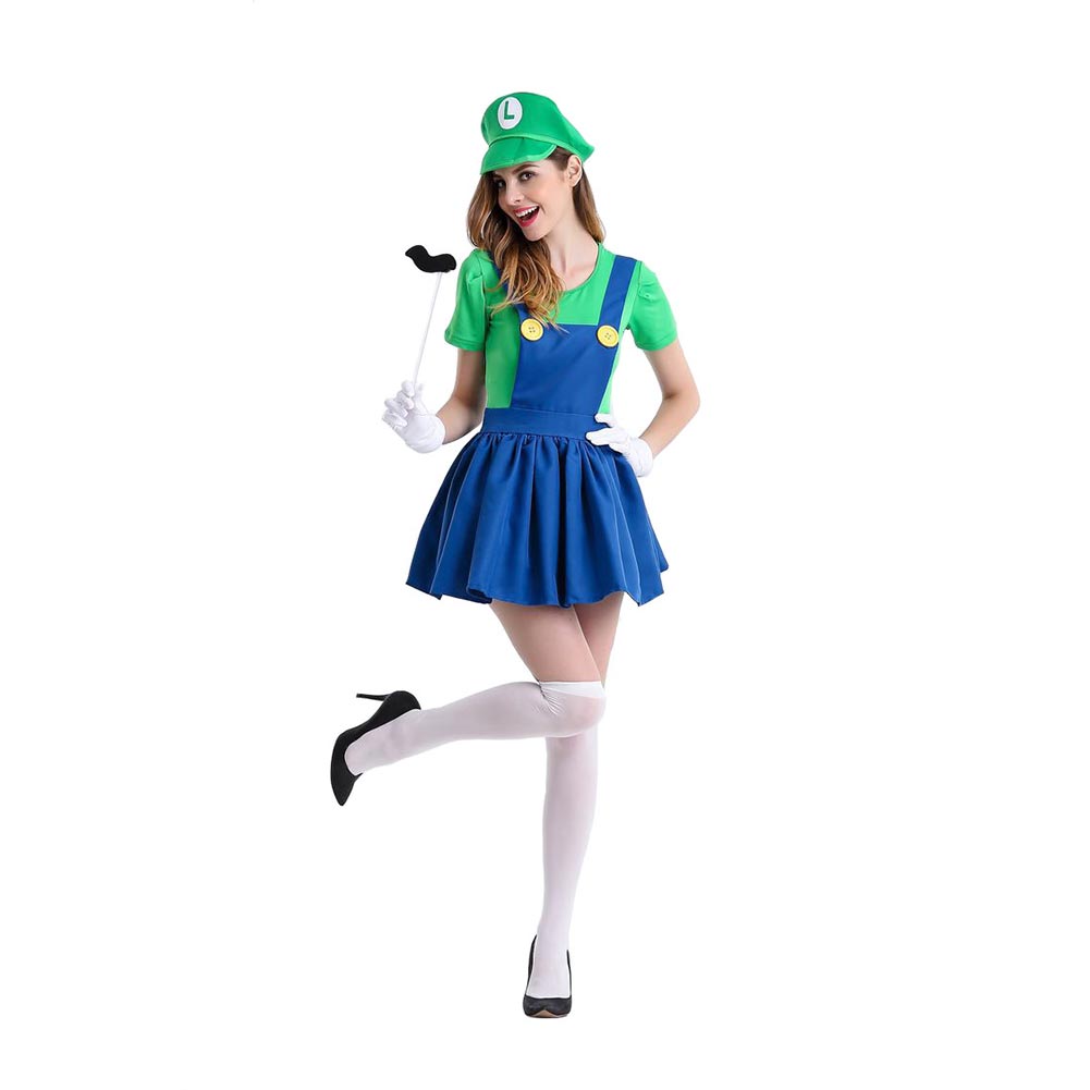 Luigi Cosplay Costume Dress Gloves Outfits Halloween Carnival Party Su ...