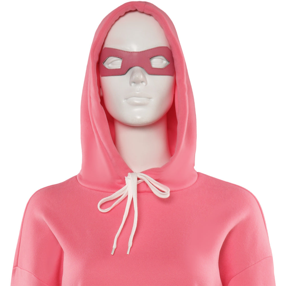 Invincible Atom Eve Cosplay Costume Pink Sweater Eye Mask Outfits Hall ...