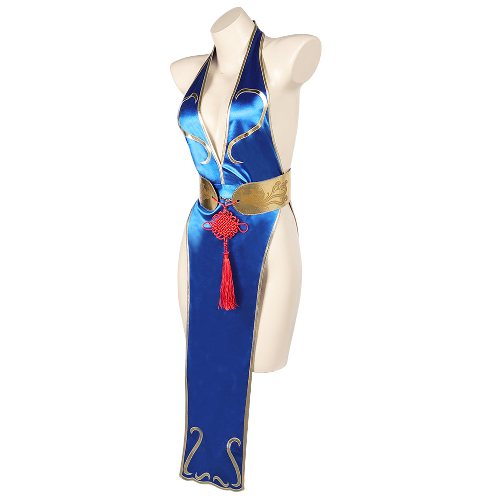 Street Fighter Chun Li Sexy Cheongsam High Slit Cosplay Costume Outfit ...