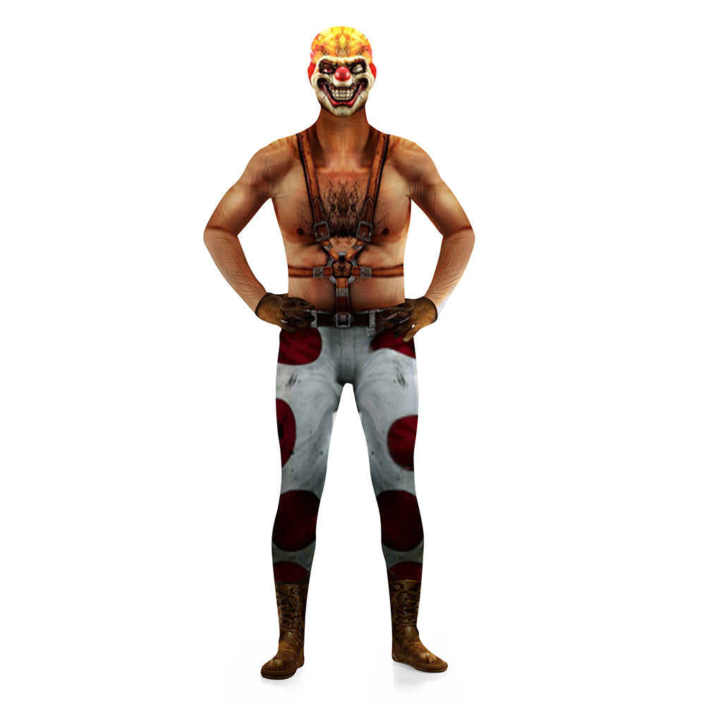 Twisted Metal Sweet Tooth Clown Killer Game Jumpsuit Cosplay Costume S ...